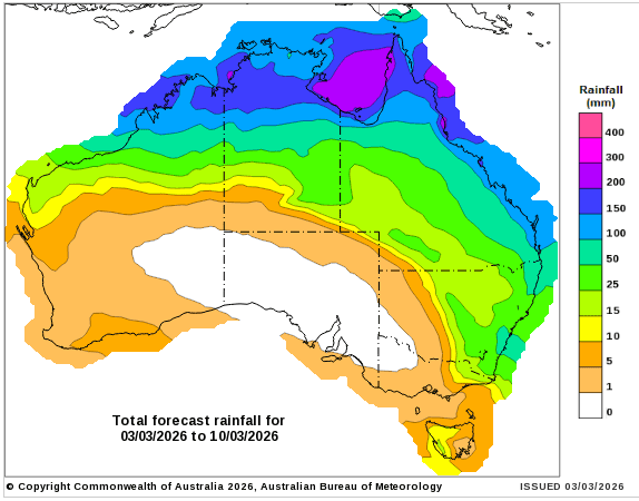 BOM weekly rainfall update 3 March 2026 + outlook - Sheep Central
