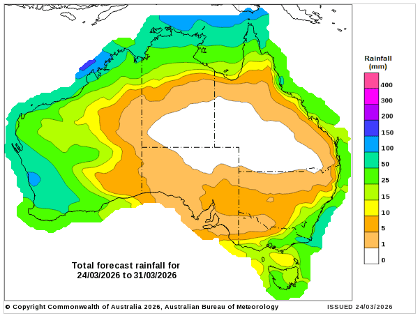 BOM weekly rainfall update 24 March 2026 + outlook map - Sheep Central