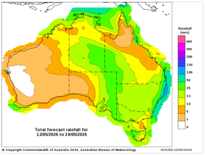 BOM weekly rainfall update 12 May 2026 + outlook map - Sheep Central