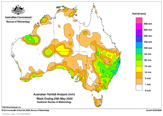 BOM weekly rainfall update 25 May 2026 + outlook map - Sheep Central