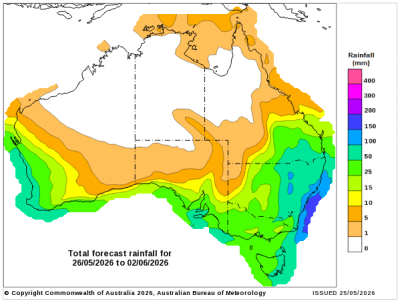 BOM weekly rainfall update 25 May 2026 + outlook map - Sheep Central